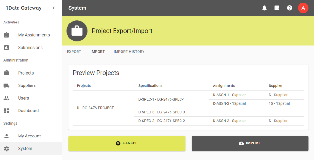 Project Export/Import